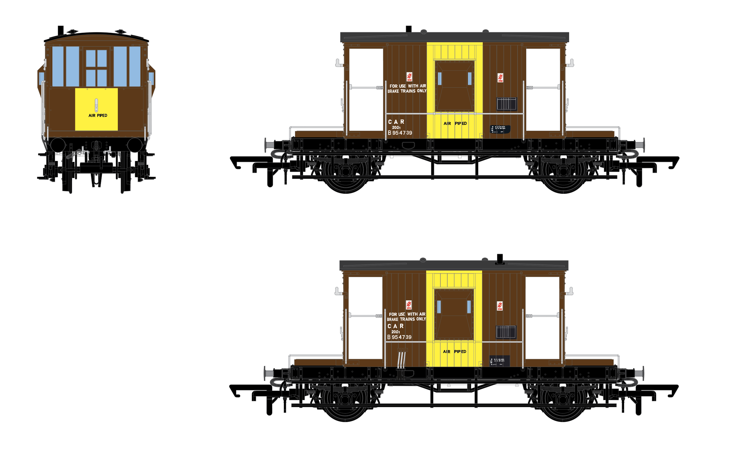 BR Brake Van - BR Bauxite and yellow - B954739 – Accurascale