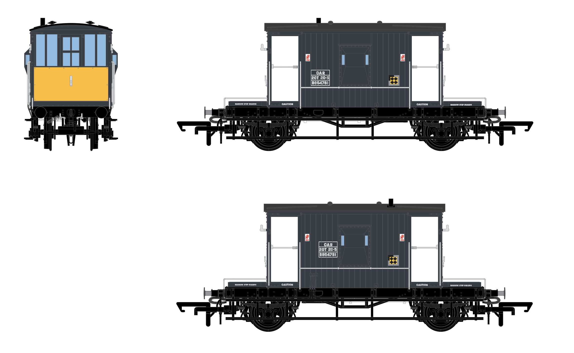 BR Brake Van - BR Dark Grey Coal Sector - B954781 – Accurascale