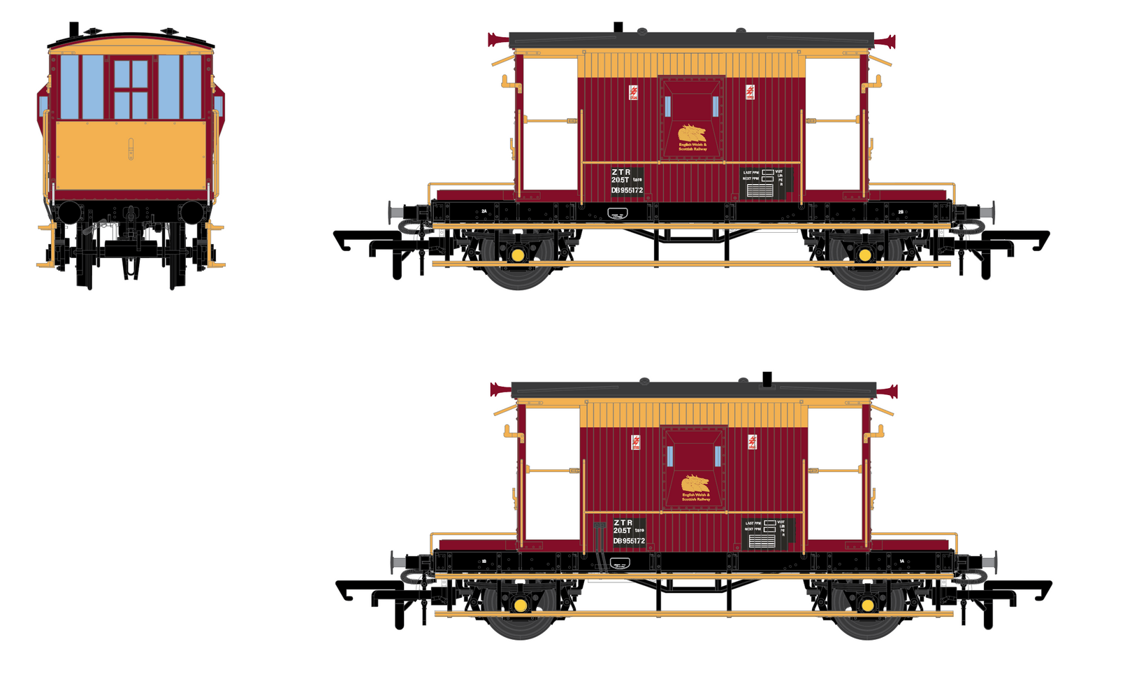 BR Brake Van - EWS Maroon - B955172 – Accurascale