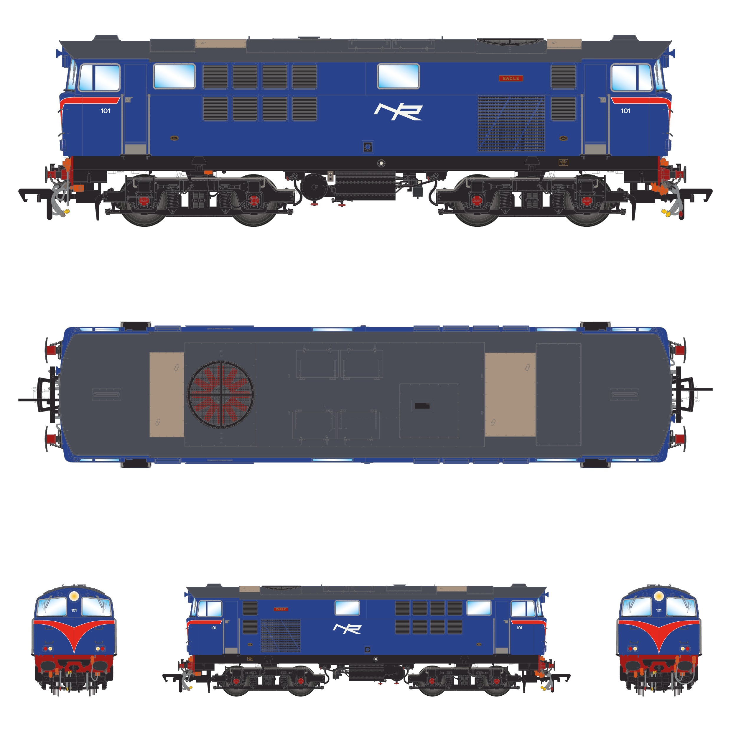 101 'Eagle' NIR Blue, with Red Arc - DCC Sound – Accurascale