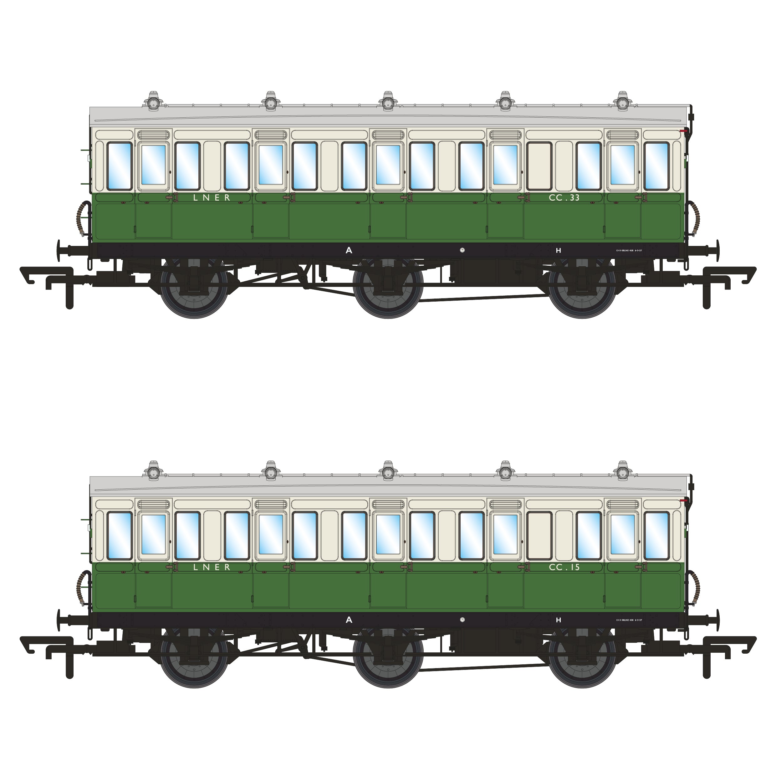 Genesis 6w - LNER Camping Coaches Green/Cream - Twin Pack J – Accurascale
