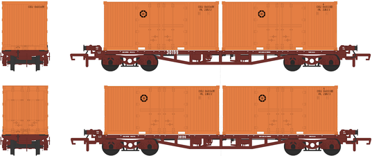 CIÉ/IR 42' Flat - Twin Pack - with 4 CIE 20’ Containers — Accurascale