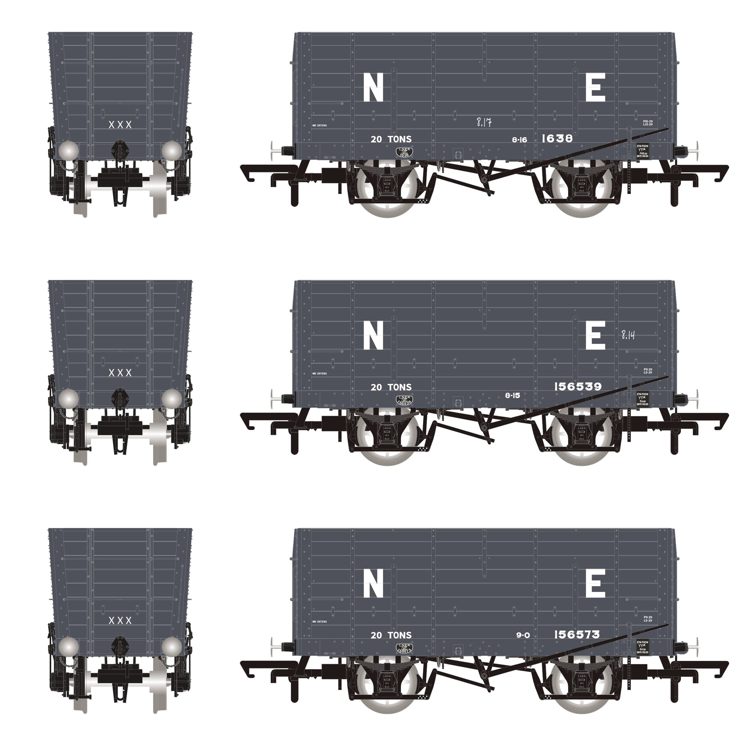 P7 Hopper - LNER Grey - Triple Pack — Accurascale