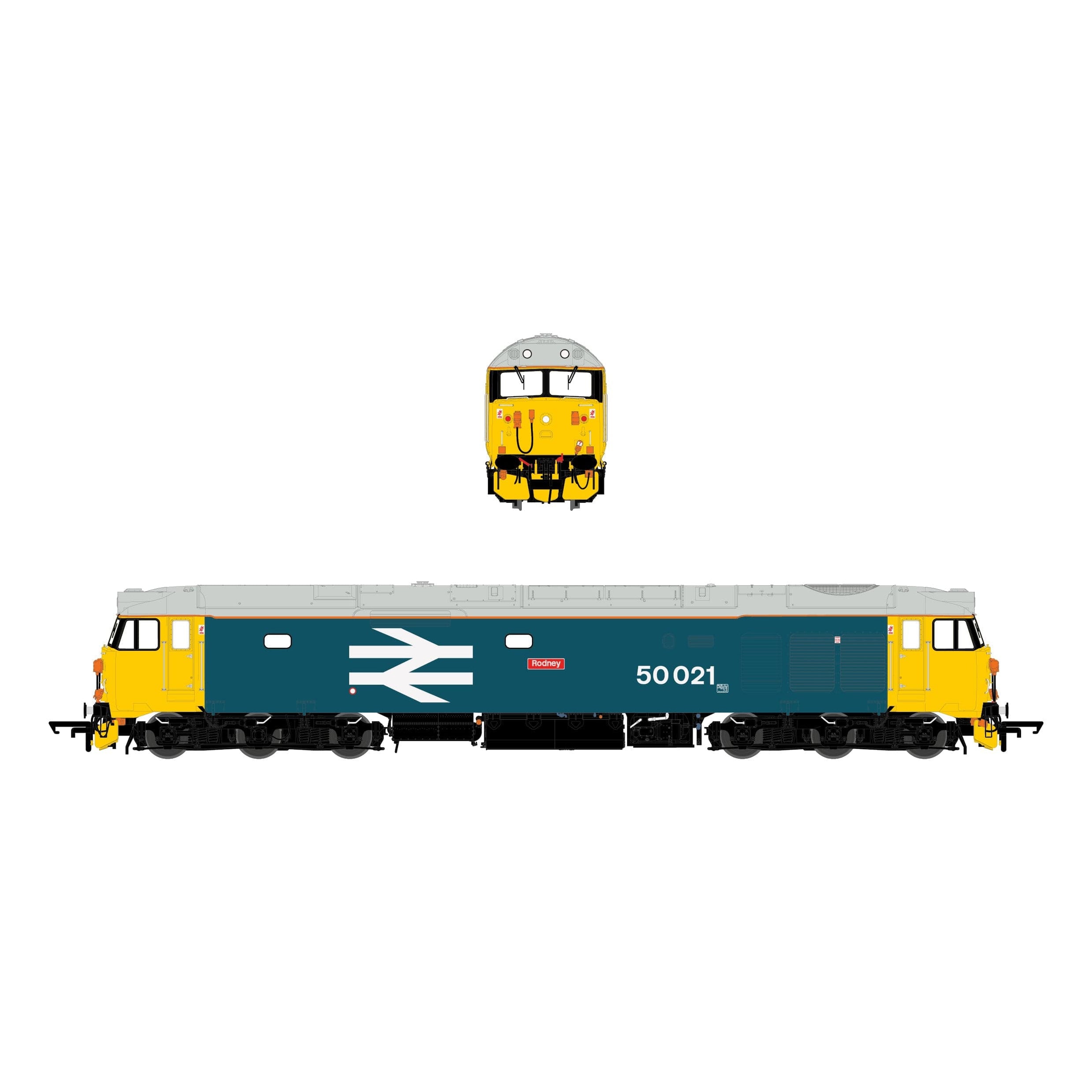 BR Class 50 - Large Logo w/grey roof & orange cantrail stripe - 50021 ...