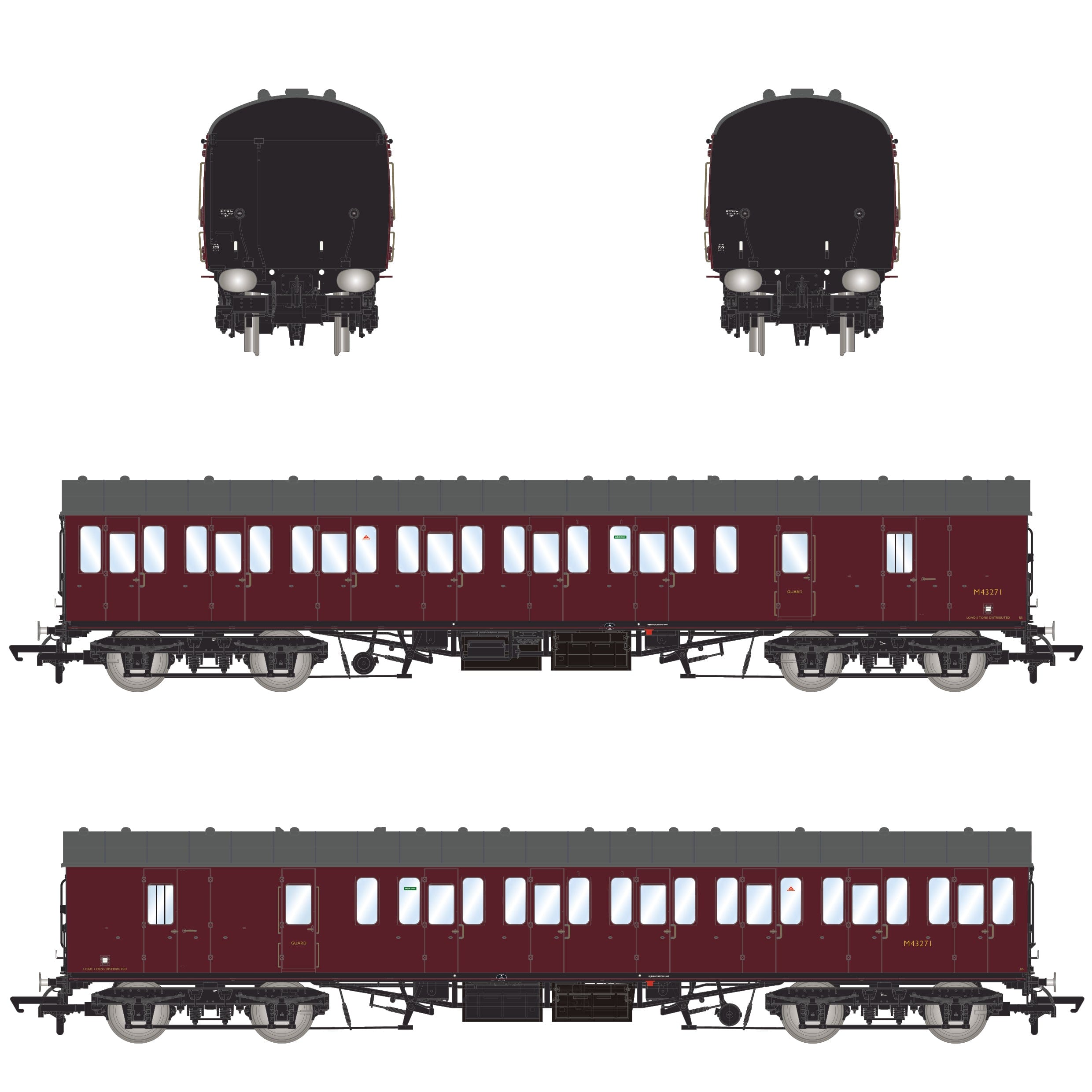 BR Mk1 57' Non-Gangway Coach - BS - Plain Maroon M43271 – Accurascale