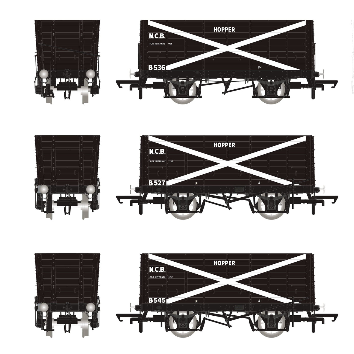 P7 Hopper - NCB Black, with white cross - Triple Pack — Accurascale